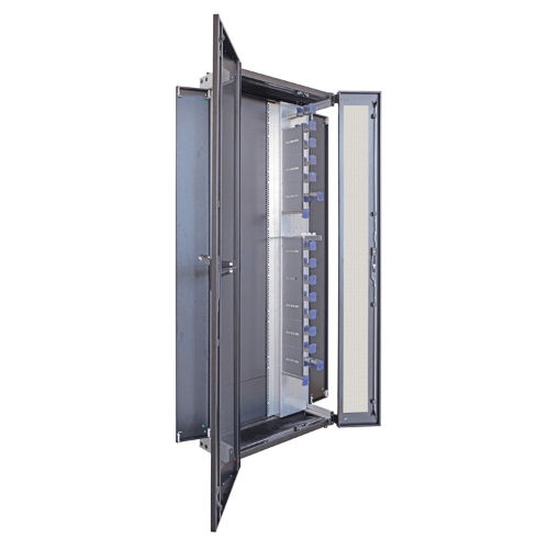 HUBER+SUHNER Cable Distribution Rack 900mm, Perforated Doors, 47U, Bla ...