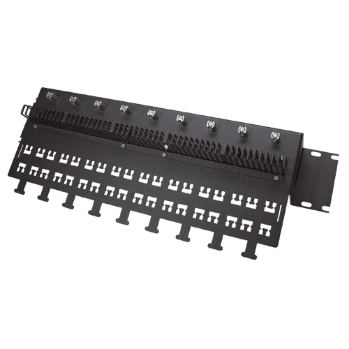 HUBER+SUHNER 19" Break-Out Plate for Conduit Fixation, Black — Comms Centre